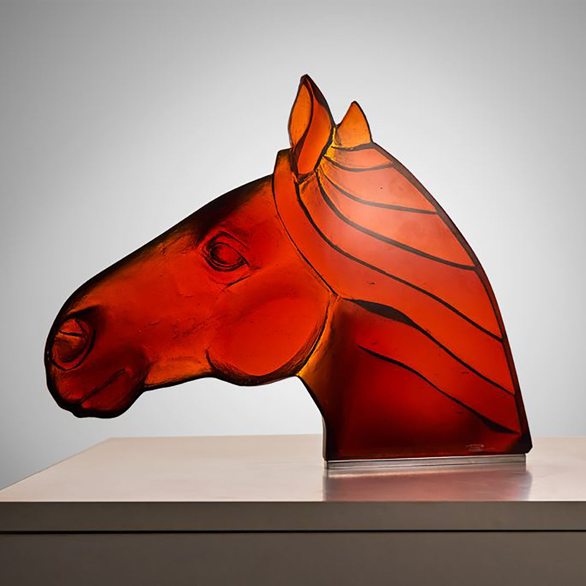 "Horse head (Red)" Bohemian glass sculpture by Jaroslav Prosek | Horse ...